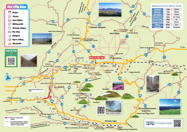 Aso: in the heart of Kyushu vol.1. English map and pamphlet by Michi no ...